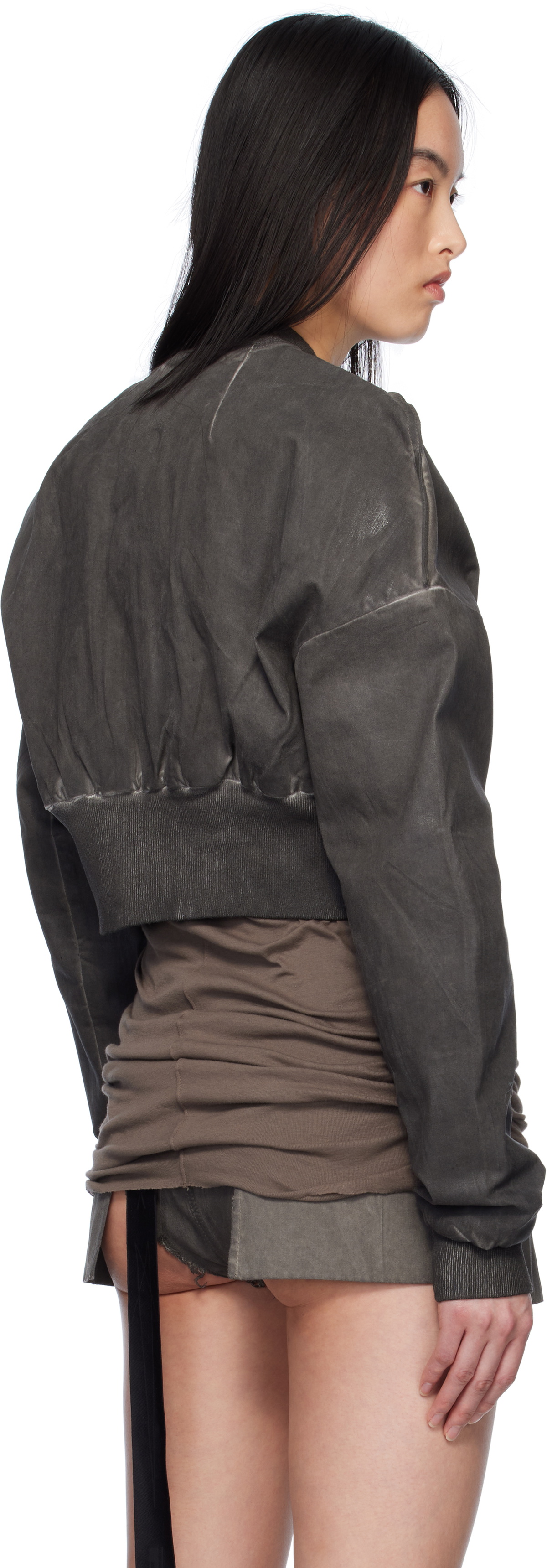 Rick Owens DRKSHDW Gray Hollywood Cropped Denim Flight Jacket Rick ...