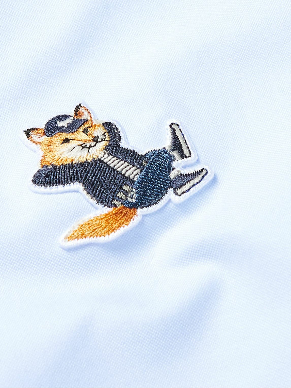 Maison Kitsuné - Logo-Appliquéd Cotton-Poplin Shirt - Blue Maison Kitsune