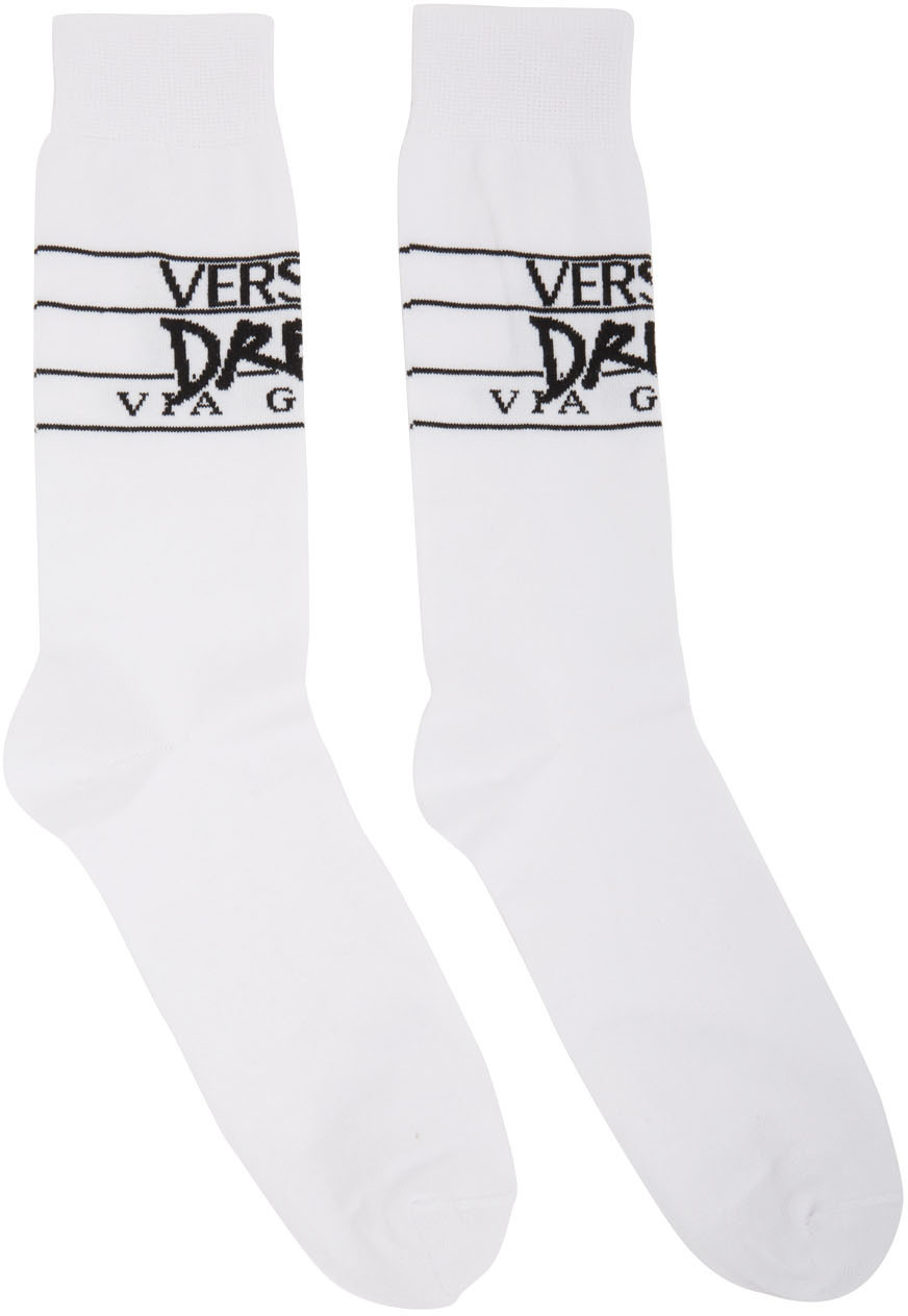 Versace White & Black Dream Logo Socks Versace