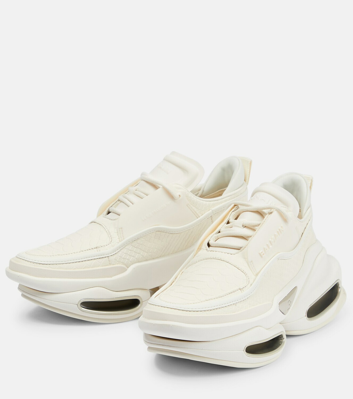 Balmain - BBold leather-trimmed sneakers Balmain