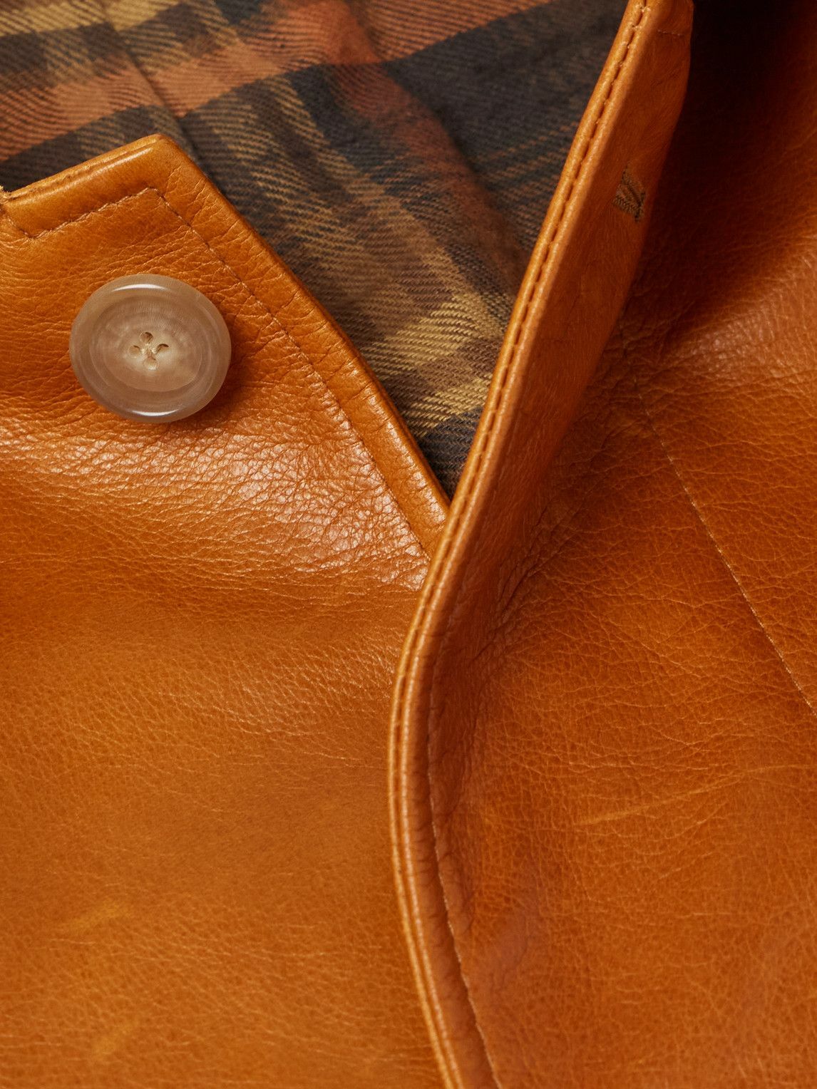 BODE - Panelled Glossed Textured-Leather Coat - Brown Bode