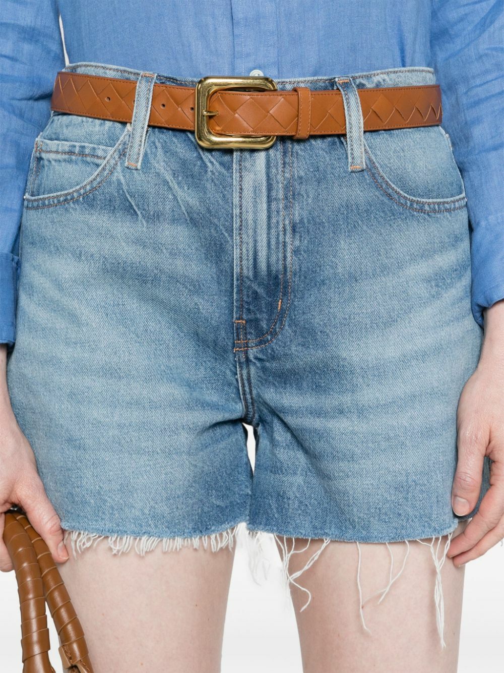 FRAME Blue High-Rise Denim Shorts Frame Denim