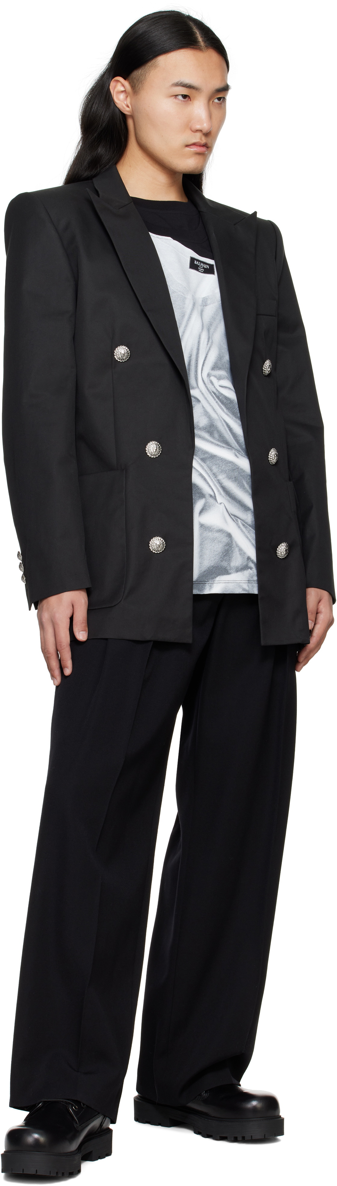 Balmain Black Six Button Jacket Balmain