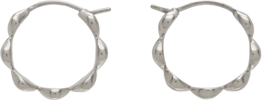 Maison Margiela Silver Textured Hoop Earrings Maison Margiela