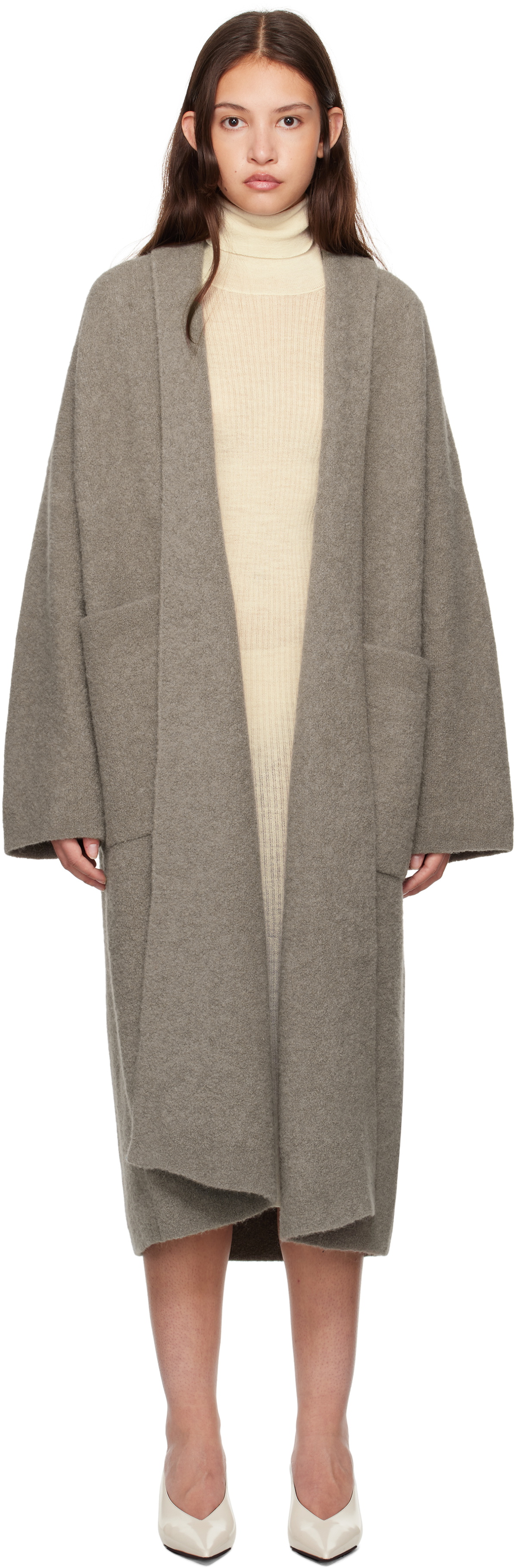 Lauren Manoogian Gray Double Face Long Coat Lauren Manoogian