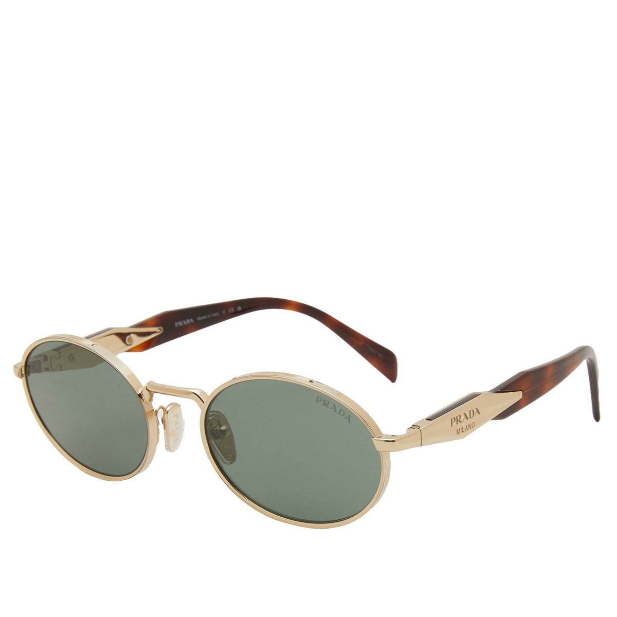 Prada Eyewear 65ZS Sunglasses in Pale Gold/Dark Green Prada