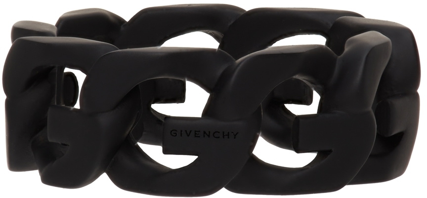 Givenchy Black Enamel G Chain Ring Givenchy