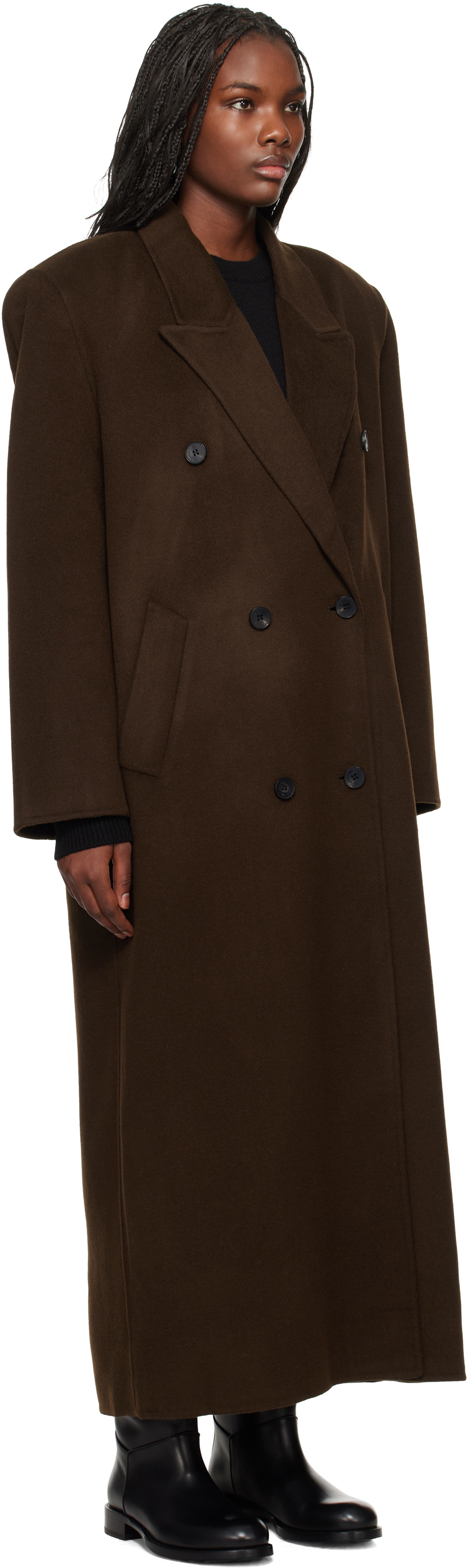 The Frankie Shop Brown Gaia Double Breasted Coat The Frankie Shop