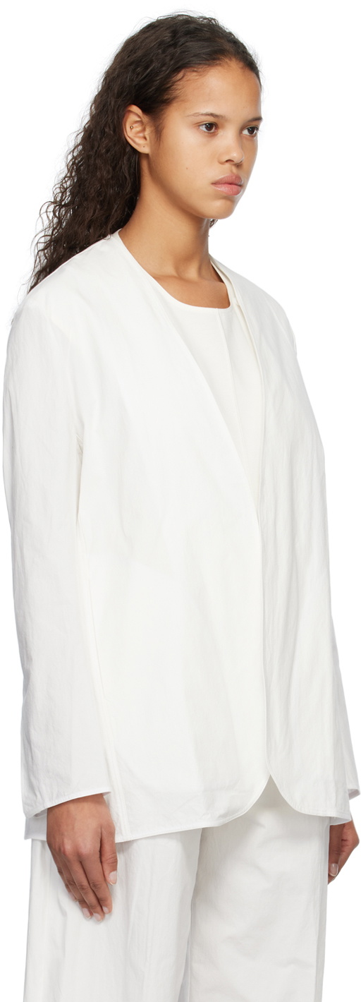 Subtle Le Nguyen White Collarless Jacket Subtle Le Nguyen