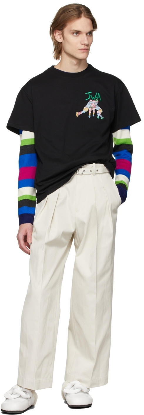 JW Anderson Black Pol Anglada Embroidered 'JWA' Rugby Team T-Shirt JW ...