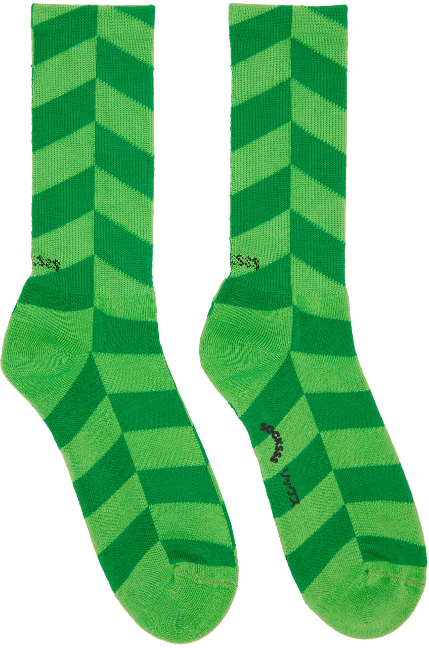 SOCKSSS Two-Pack Green & White Socks Socksss