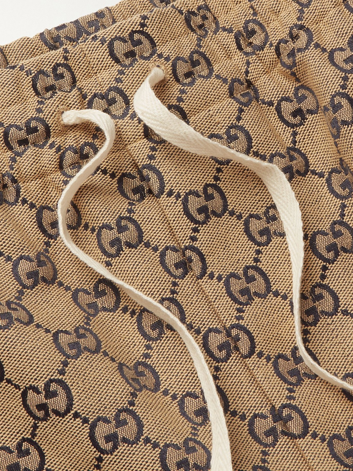 GUCCI - Logo-Jacquard Cotton-Blend Canvas Drawstring Trousers - Brown Gucci