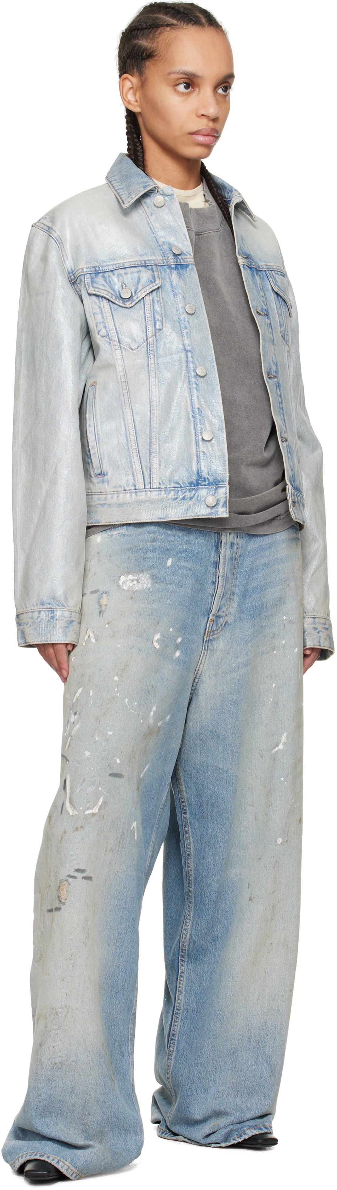 Acne Studios Blue Rye Holo Mermaid Denim Jacket Acne Studios