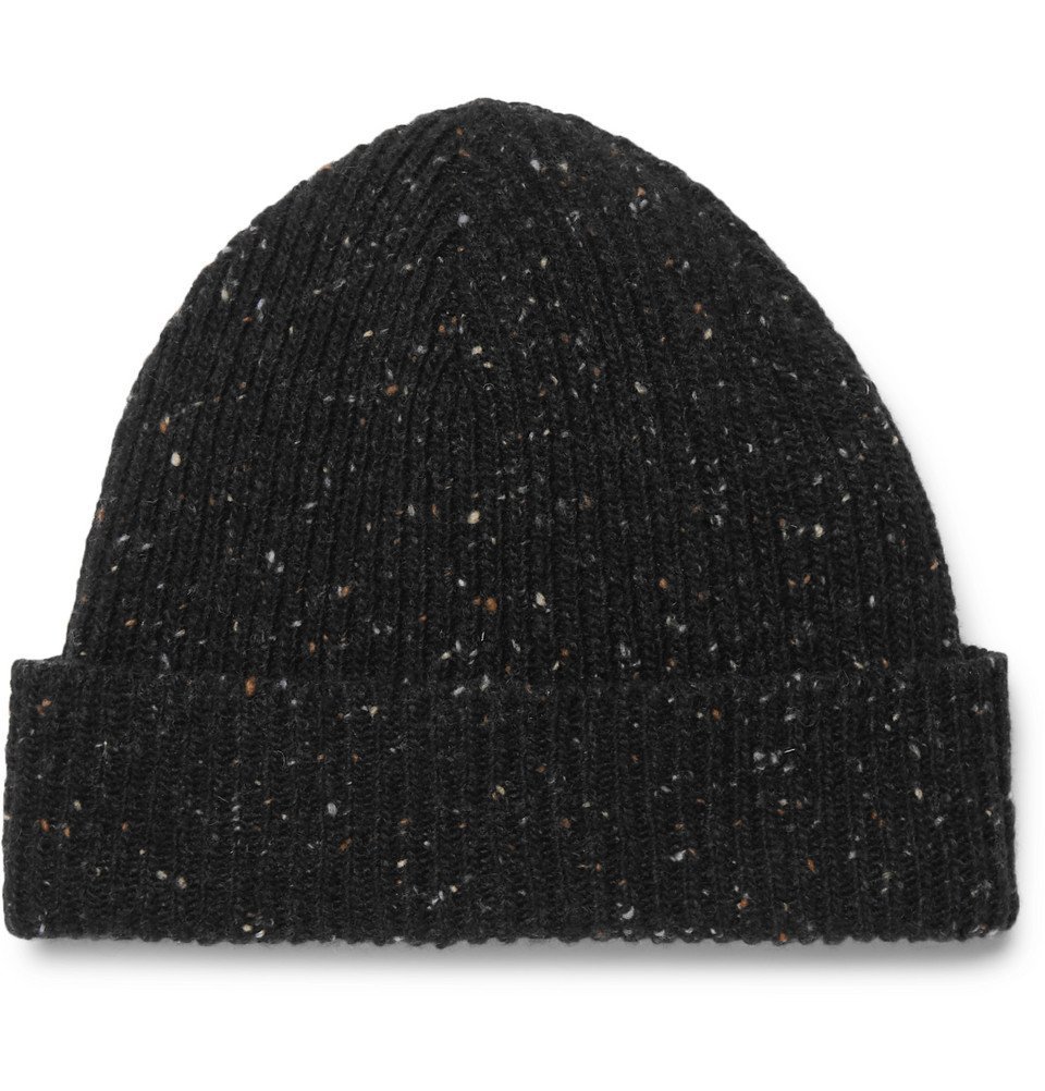 Mr P. - Ribbed Donegal Wool Beanie - Men - Black Mr P.