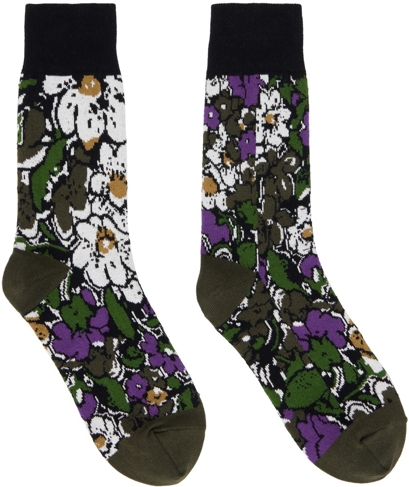 sacai Khaki Floral Socks Sacai