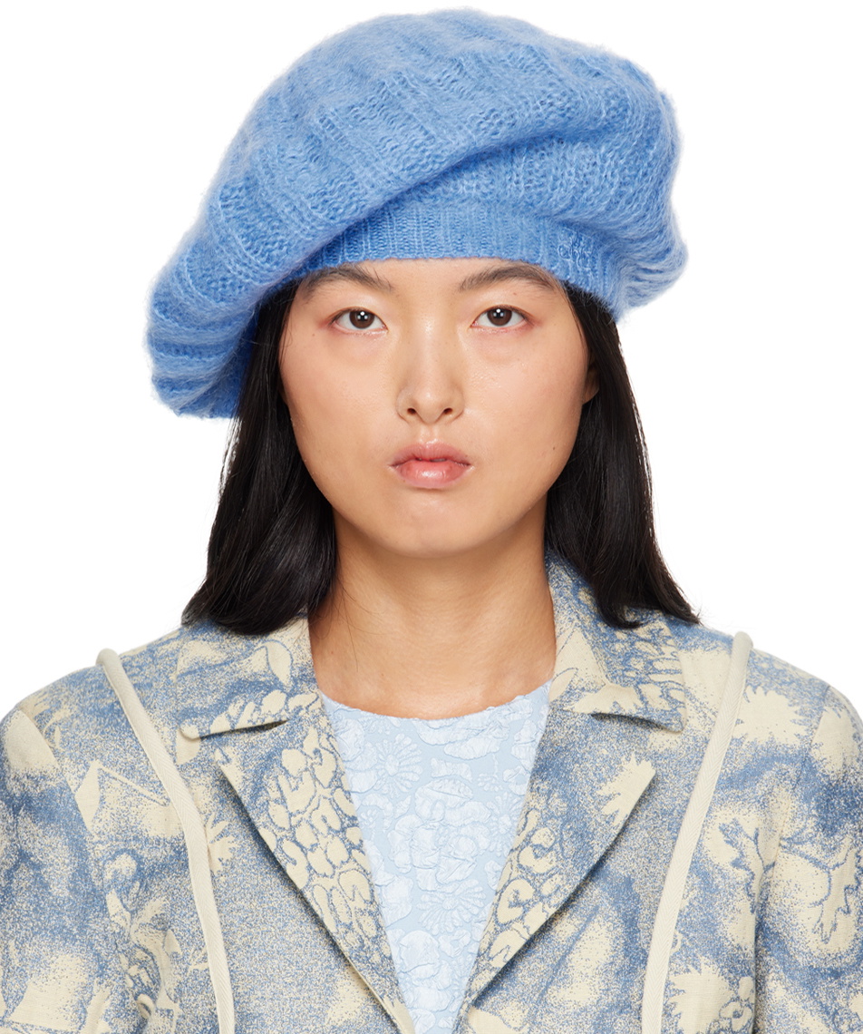GANNI Blue Brushed Beret GANNI