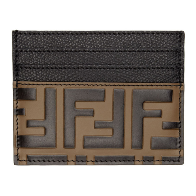 Fendi Black and Brown Forever Fendi Card Holder Fendi