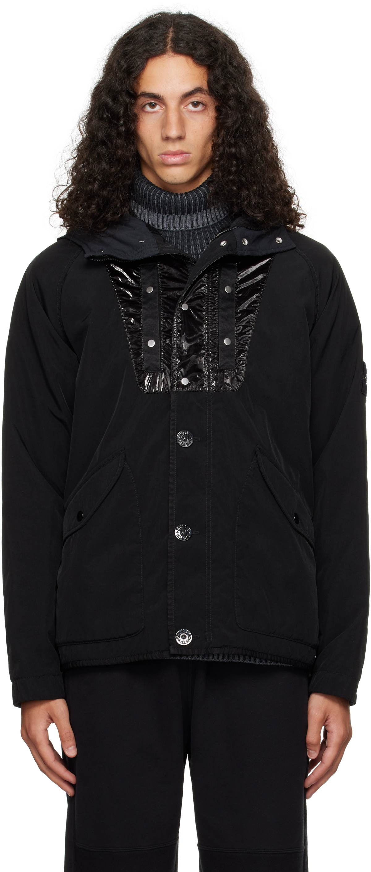 Stone Island Black Nylon Panama Jacket Stone Island