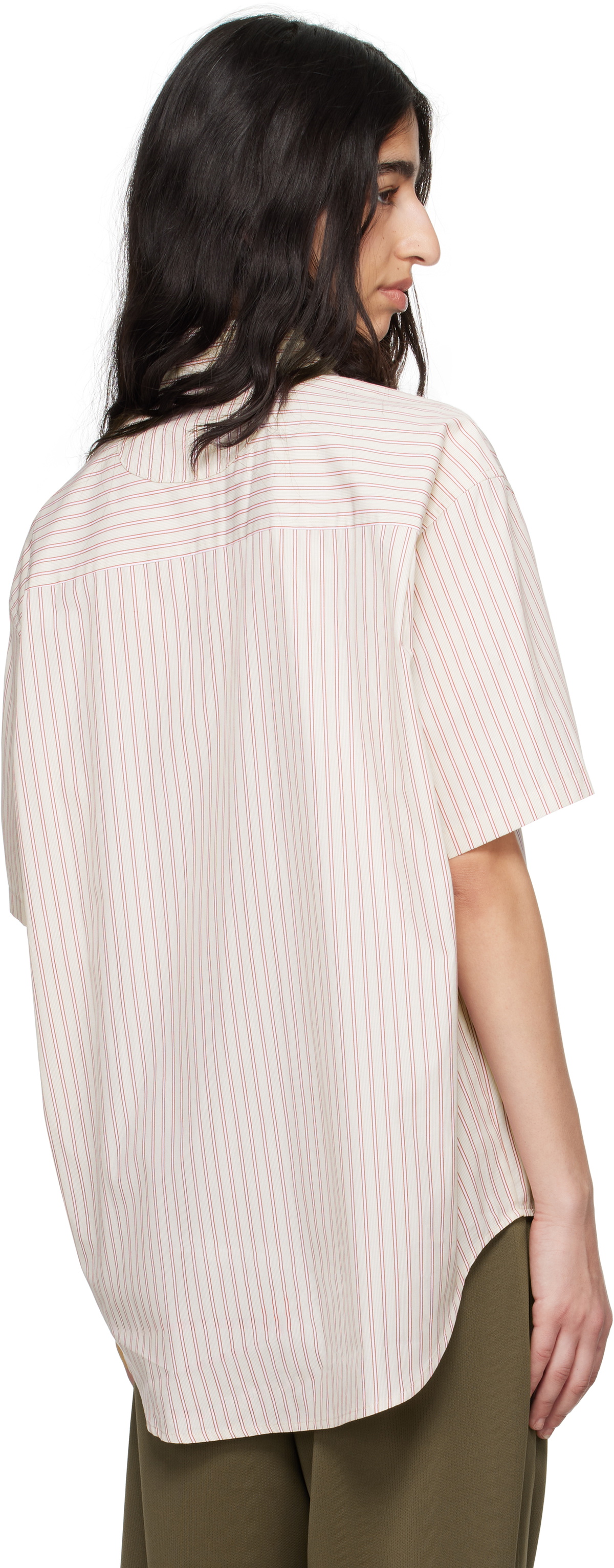 Commission Off-White & Red Banker Short Sleeve Shirt Commission