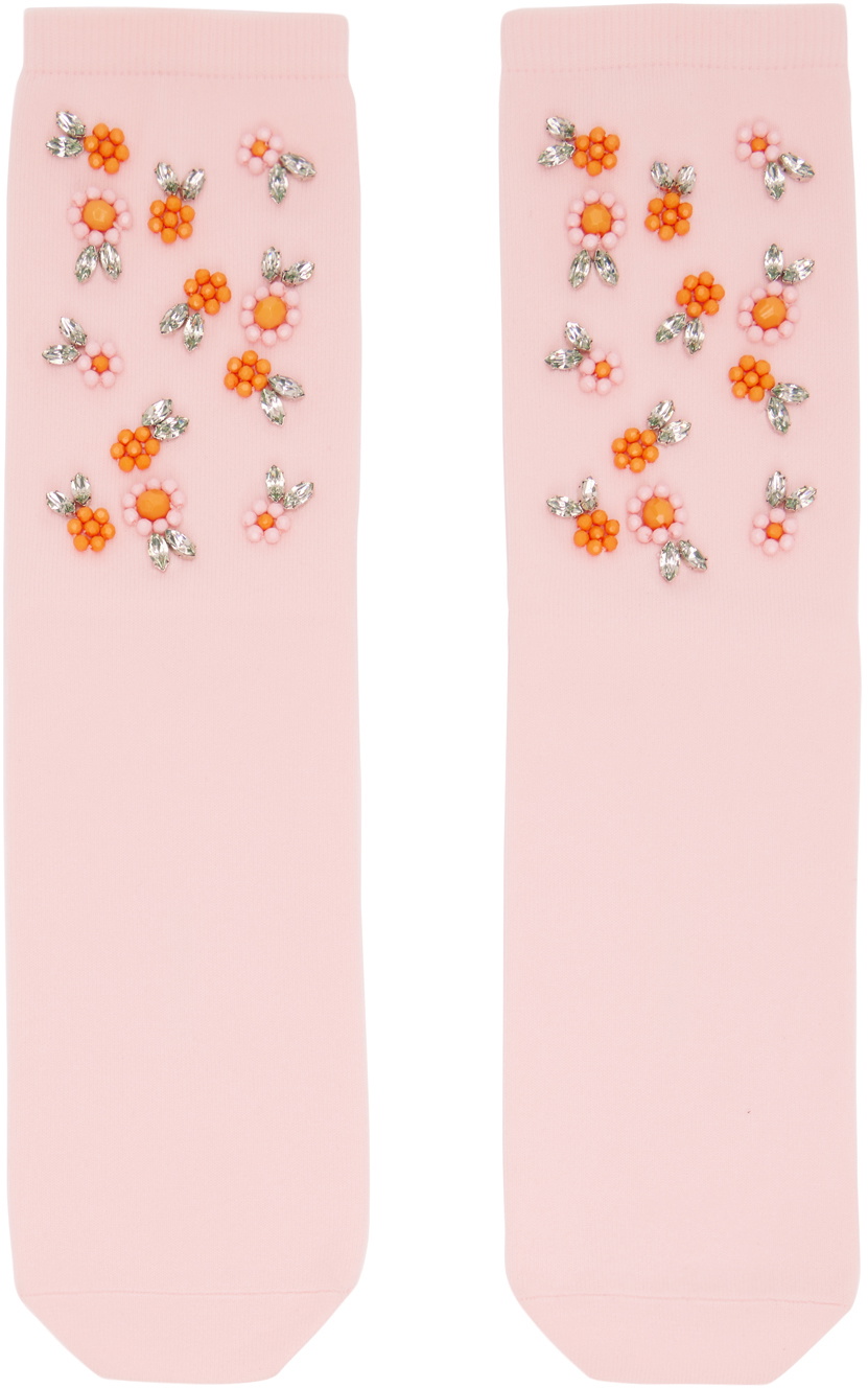 Simone Rocha Pink Embellished Socks Simone Rocha