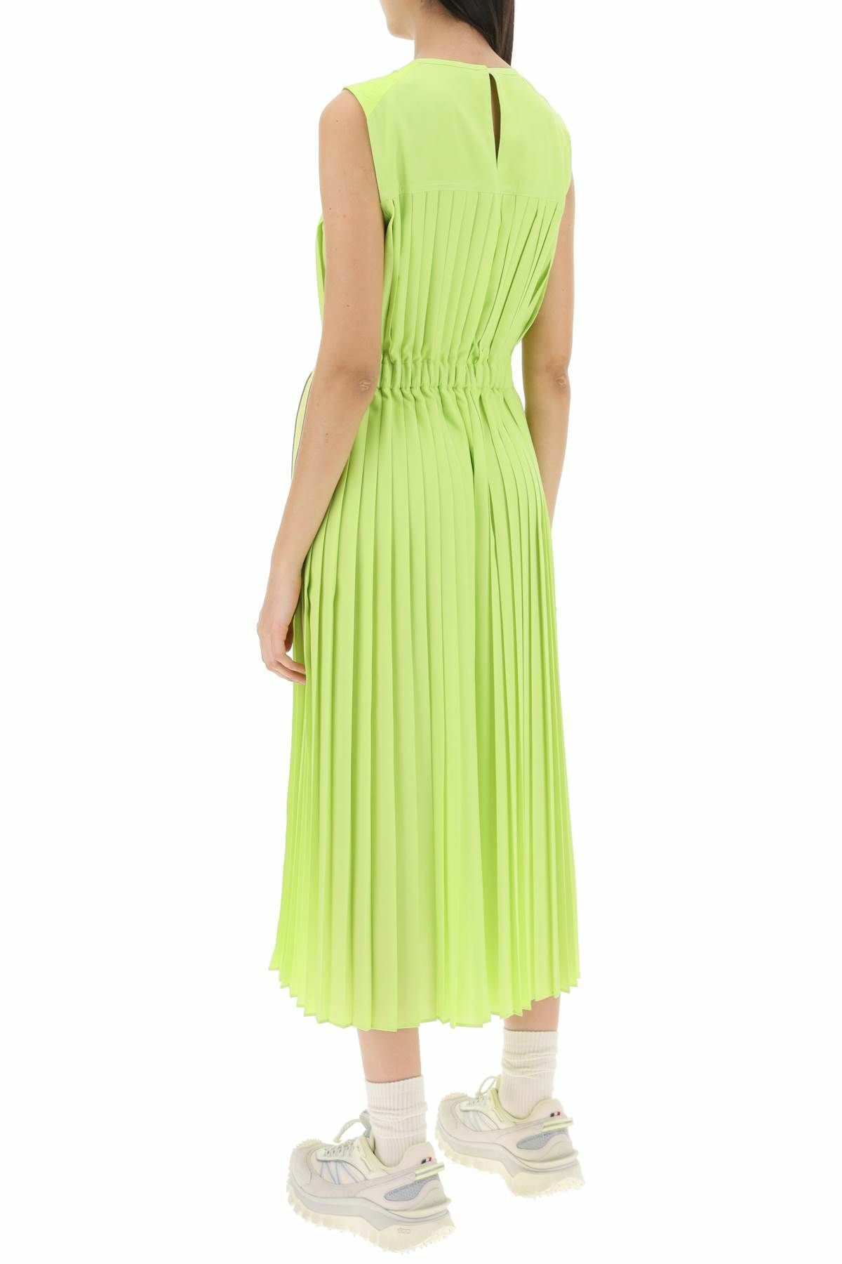 MONCLER column dress with pleated detailing Green Moncler