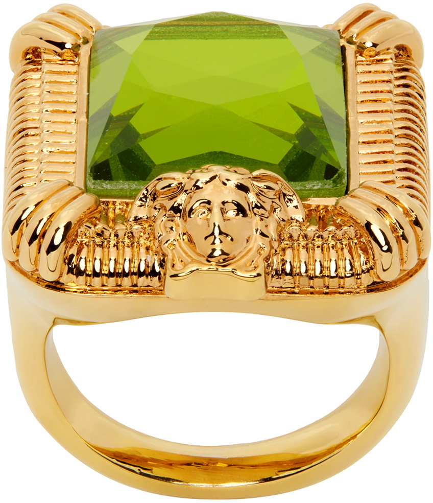 Versace Gold & Green Medusa Ring Versace