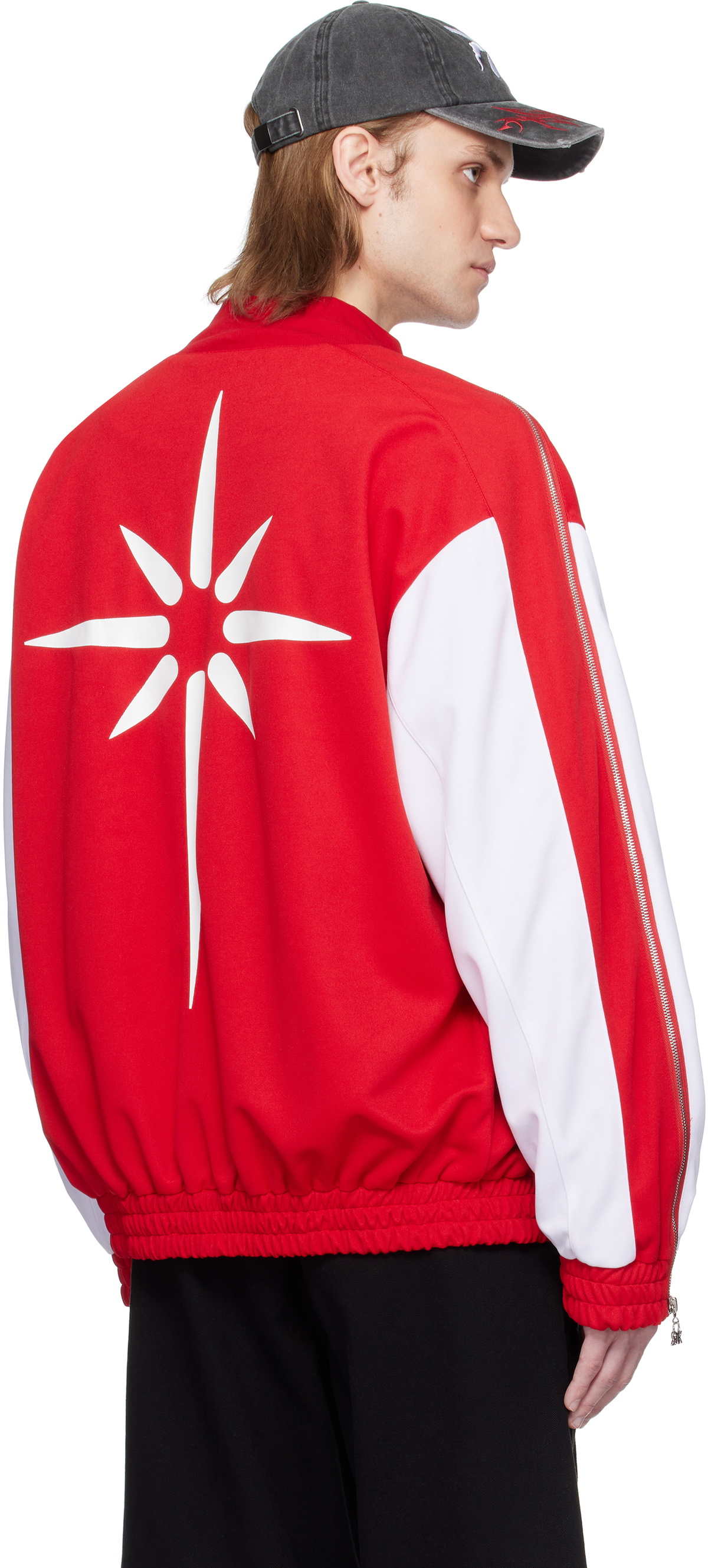 KUSIKOHC Red & White Full Zip Fleece Track Jacket KUSIKOHC