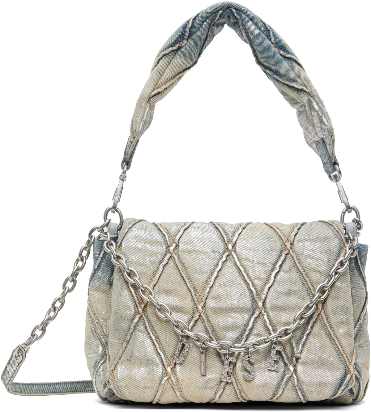 Diesel Blue & Silver Charm-D Shoulder M Bag Diesel