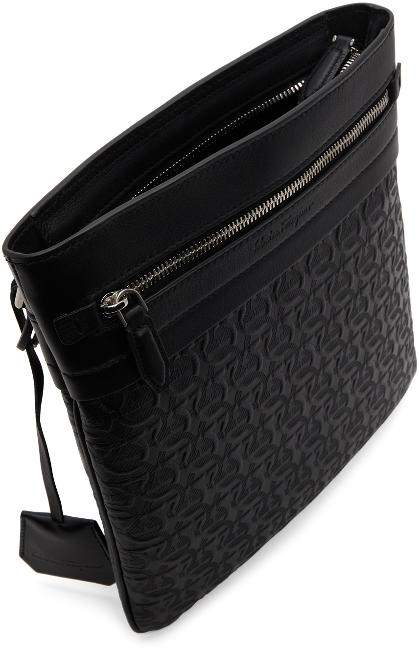Salvatore Ferragamo Black Embossed Messenger Bag Salvatore Ferragamo