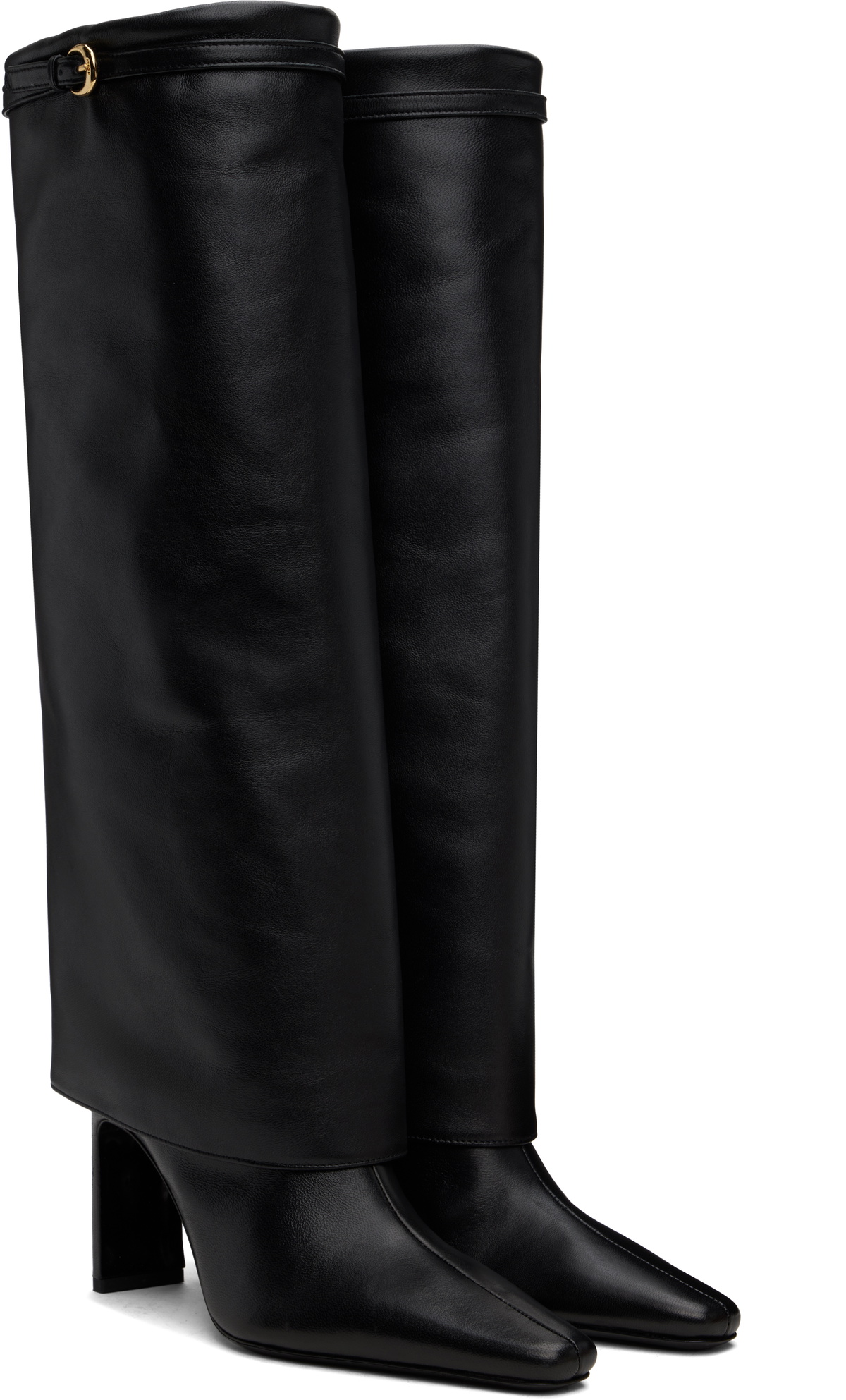 Staud Black Wally Foldover High Heel Tall Boots Staud