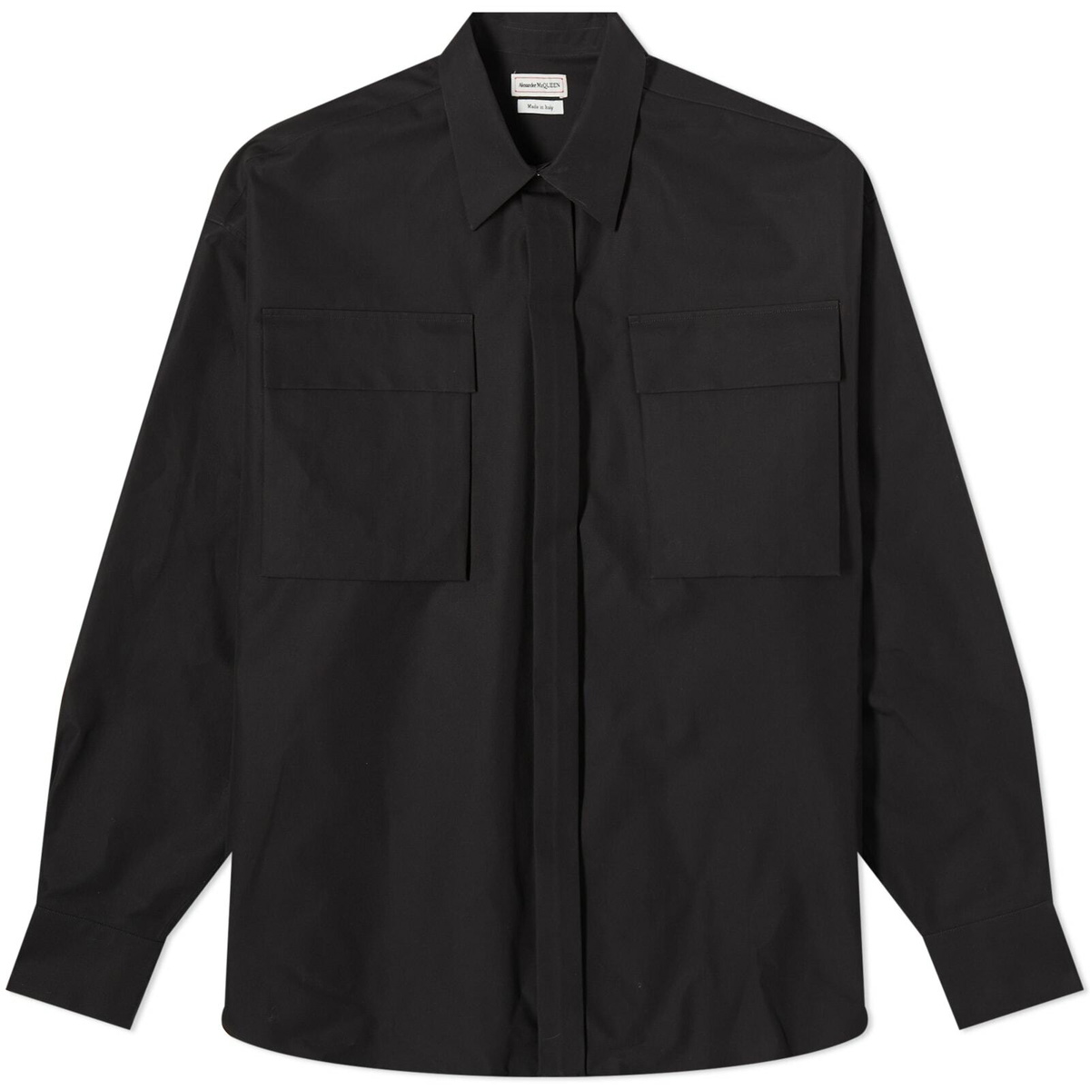 Alexander McQueen Men's Clean Pocket Overshirt in Black Alexander McQueen