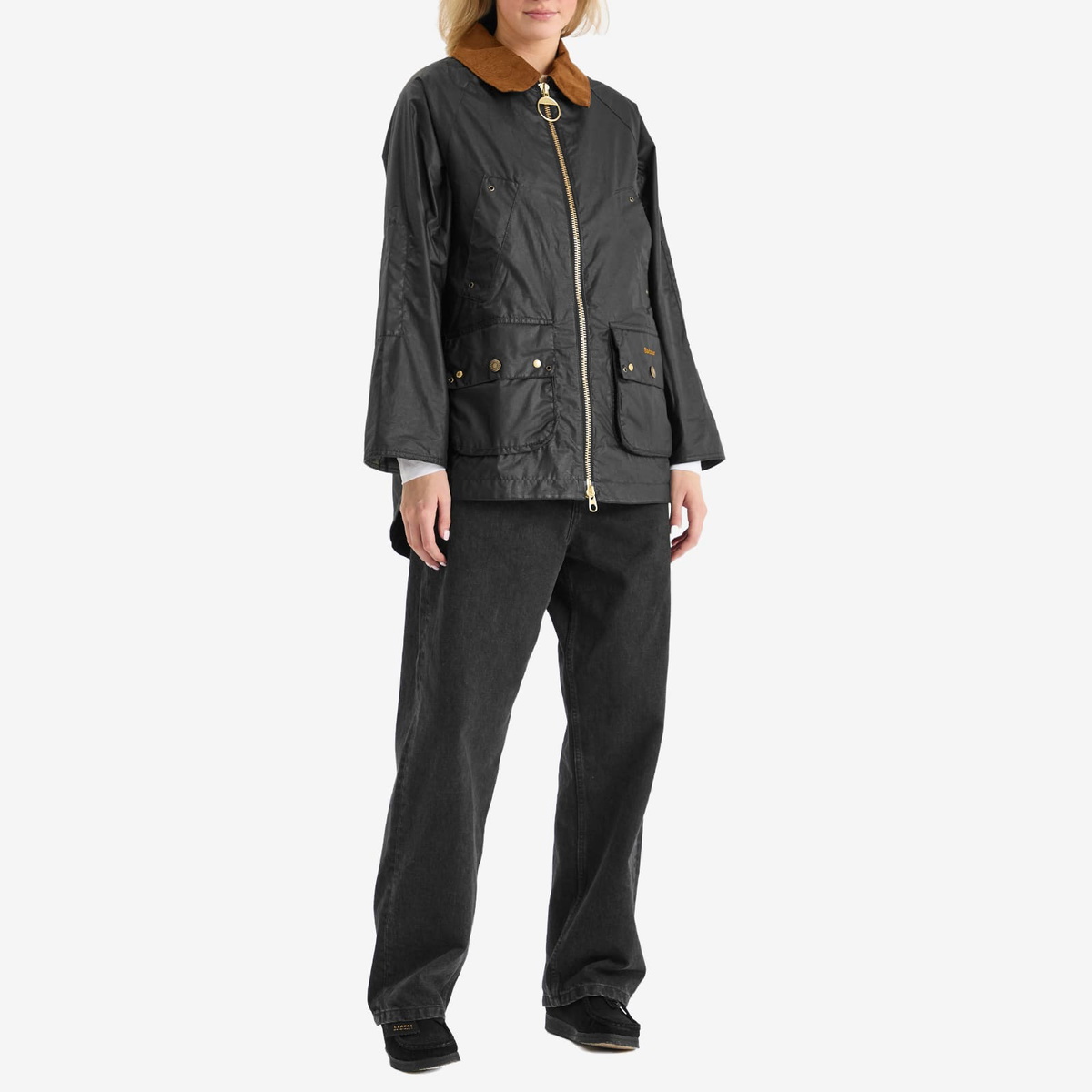 Barbour Women's Raelynn Wax Jacket in Black/Ancient Tartan Barbour