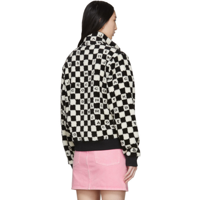 Marc Jacobs Black and White Logo Checkered Fleece Jacket Marc Jacobs