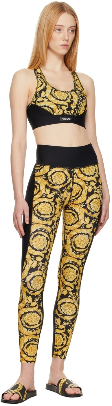 Versace Underwear Black & Gold Barocco Sports Bra Versace Underwear