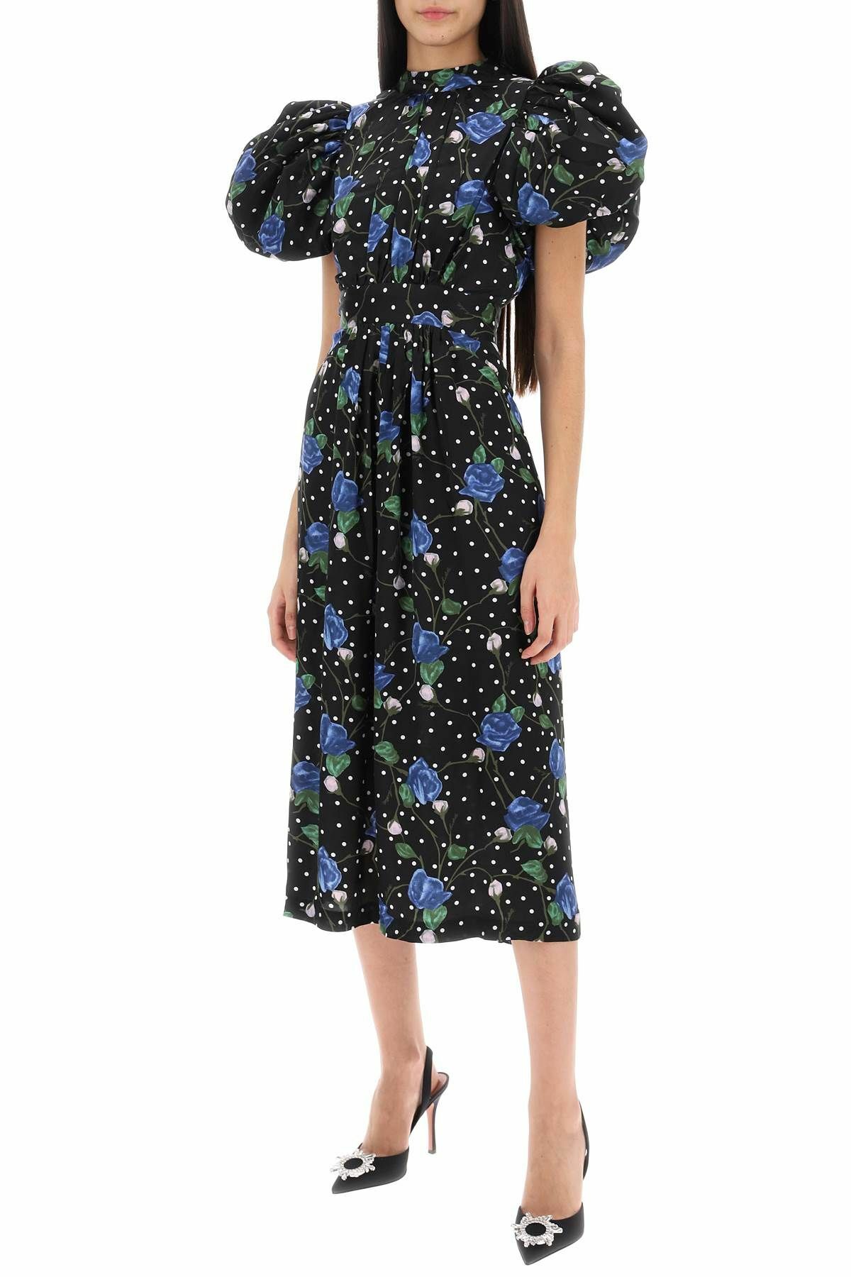 ROTATE midi dress with balloon sleeves Black ROTATE Birger Christensen