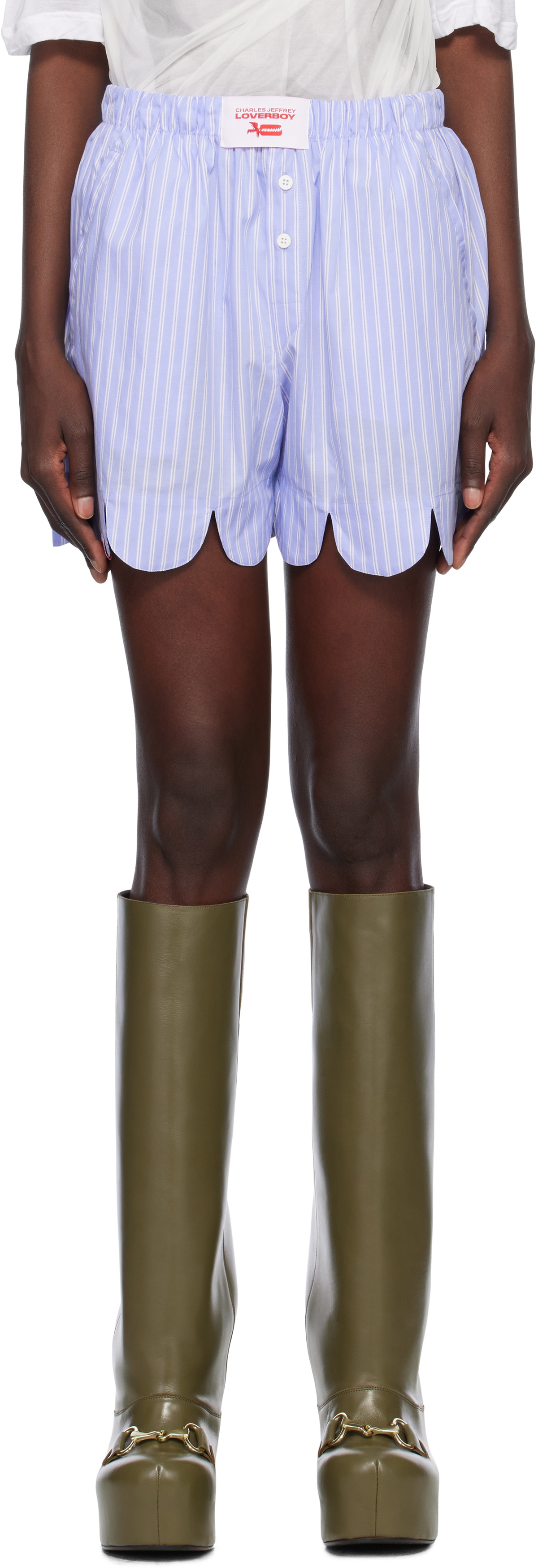 Charles Jeffrey LOVERBOY Blue Scalloped Boxer Shorts Charles Jeffrey ...