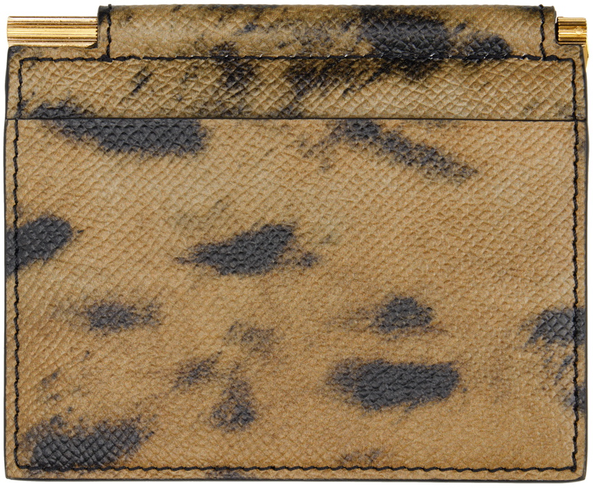 TOM FORD Beige Leopard Folding Money Clip Card Holder TOM FORD