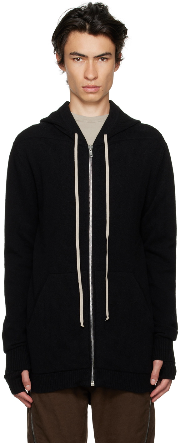 Rick Owens Black Zipped Hoodie Rick Owens