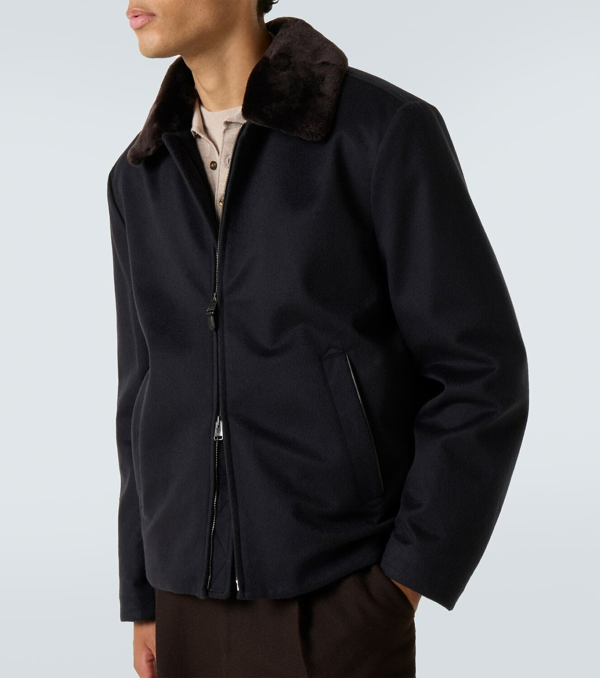 Canali Shearling-trimmed cashmere jacket Canali
