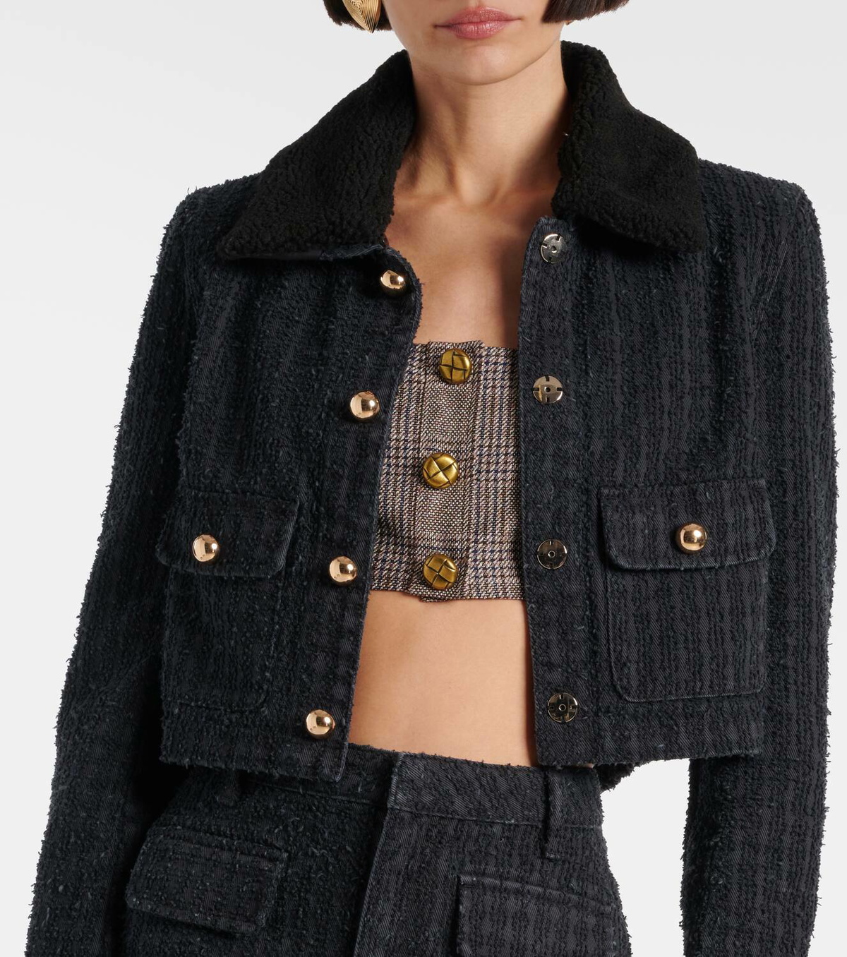 Self-Portrait Embellished cropped denim jacket Self-Portrait