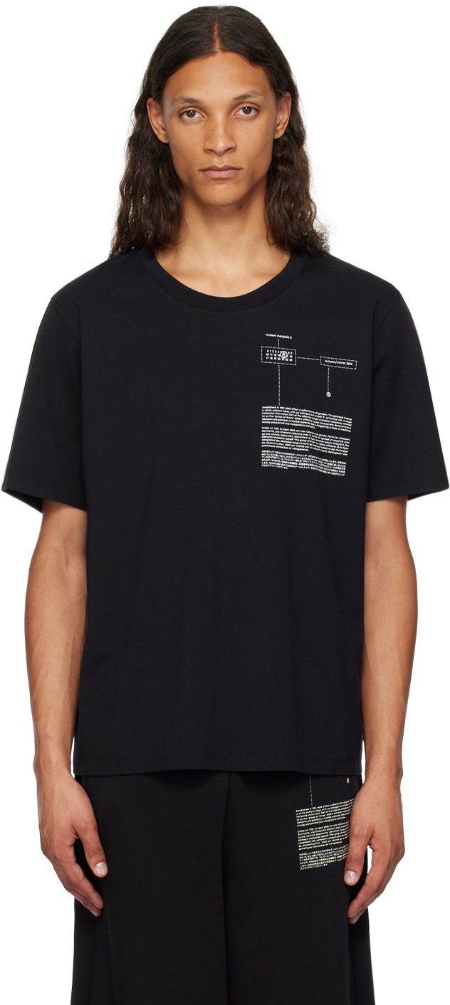 MM6 Maison Margiela Black Printed-Logo T-Shirt MM6 Maison Margiela