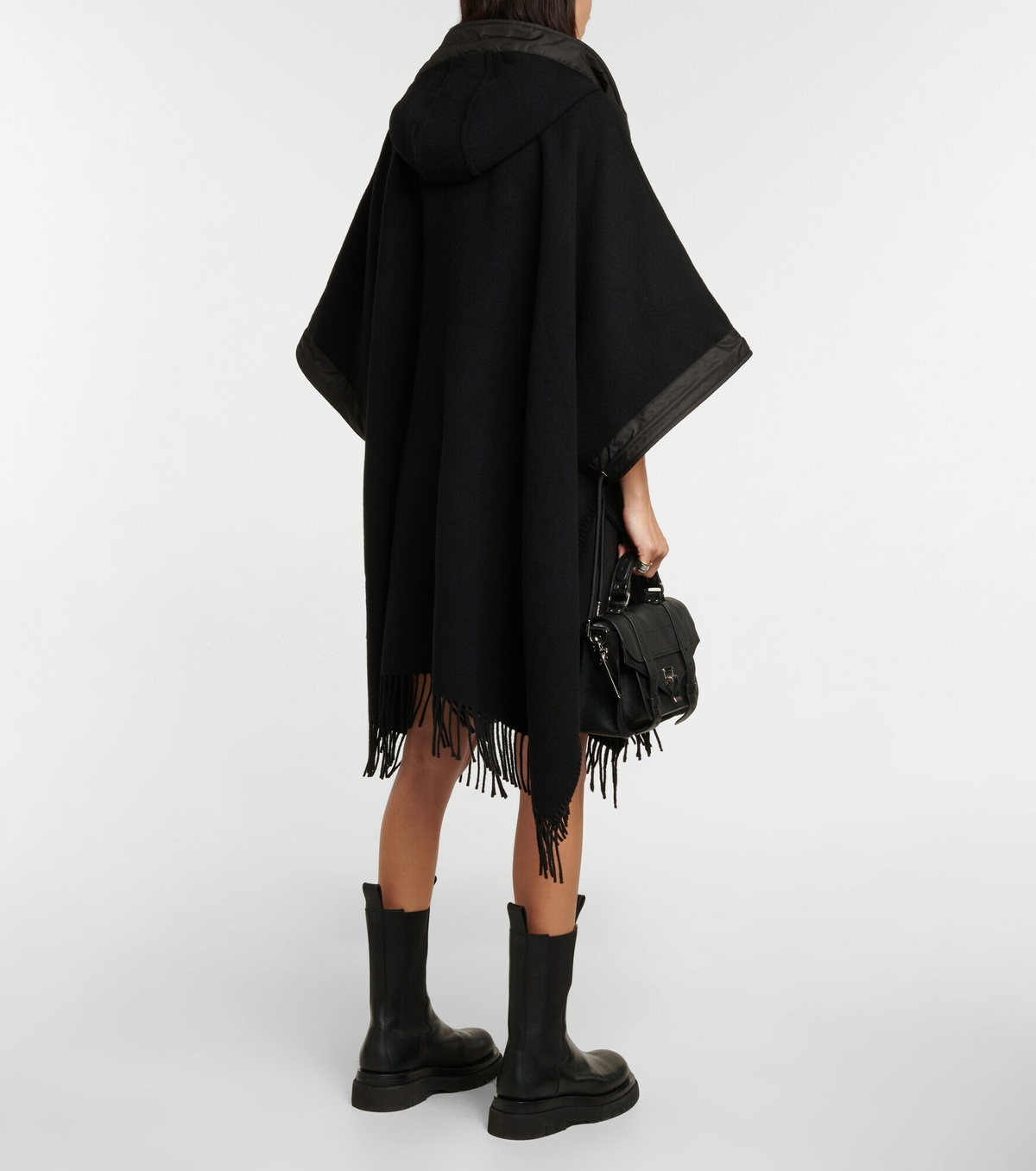 Moncler - Fringe-trimmed hooded wool cape Moncler