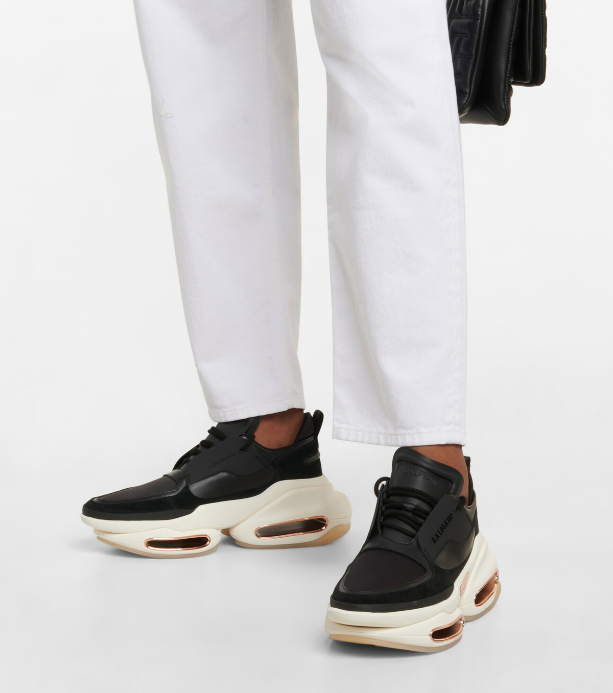 Balmain - BBold leather-trimmed sneakers Balmain