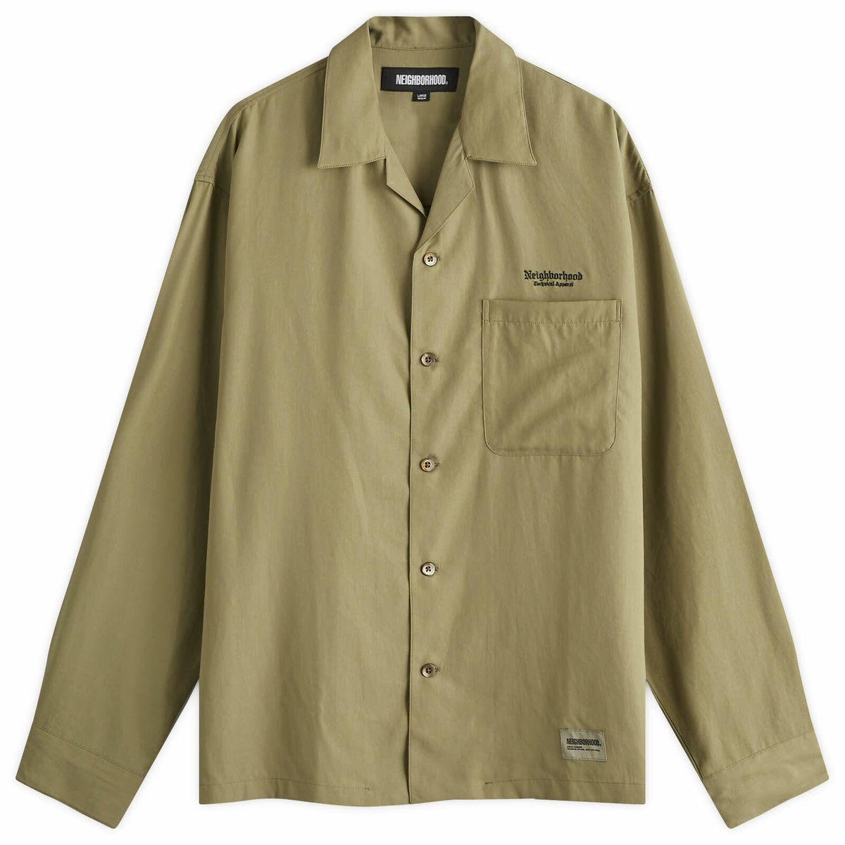 Neighborhood Men's Open Collar Shirt in Olive Drab Neighborhood