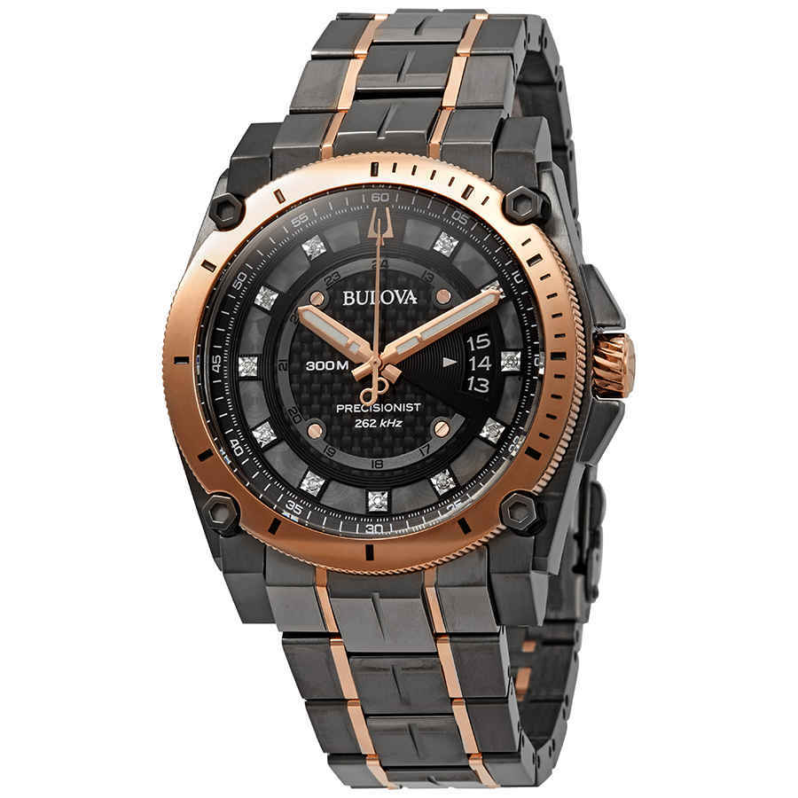 Bulova Precisionist Diamond Black Dial Mens Watch 98D149 Bulova