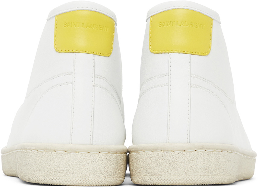 Saint Laurent White & Yellow SL 39 Mid-Top Sneakers Saint Laurent