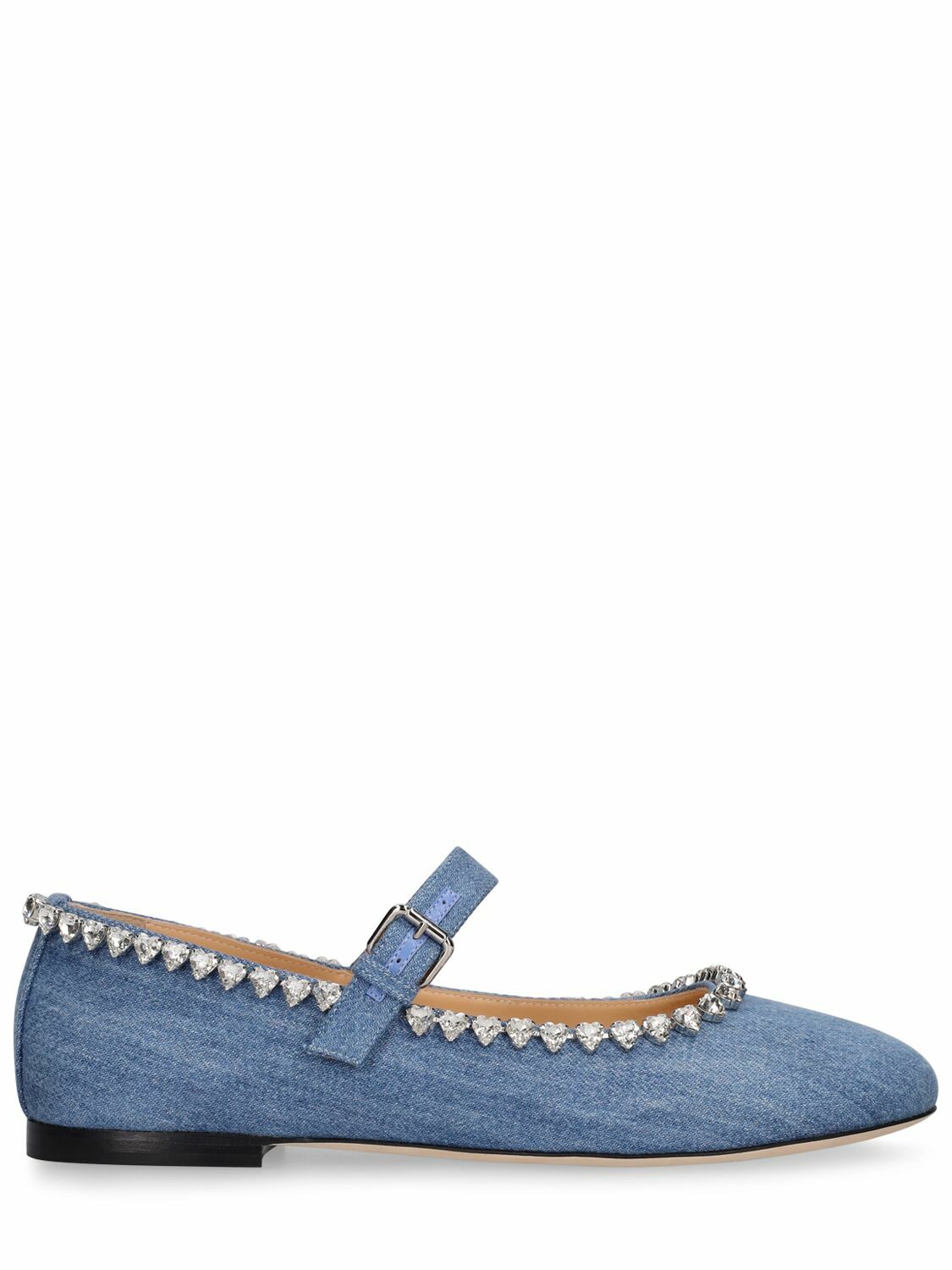 MACH & MACH - 10mm Audrey Denim Ballerina Flats MACH & MACH