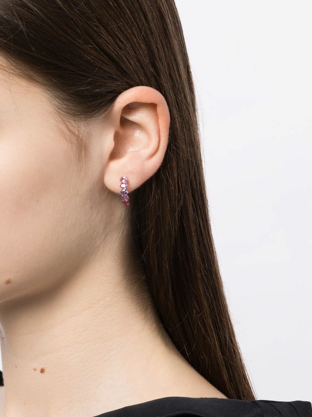 Roxanne First 14K Rose Gold Chunko Sapphire Hoop Earrings Roxanne First