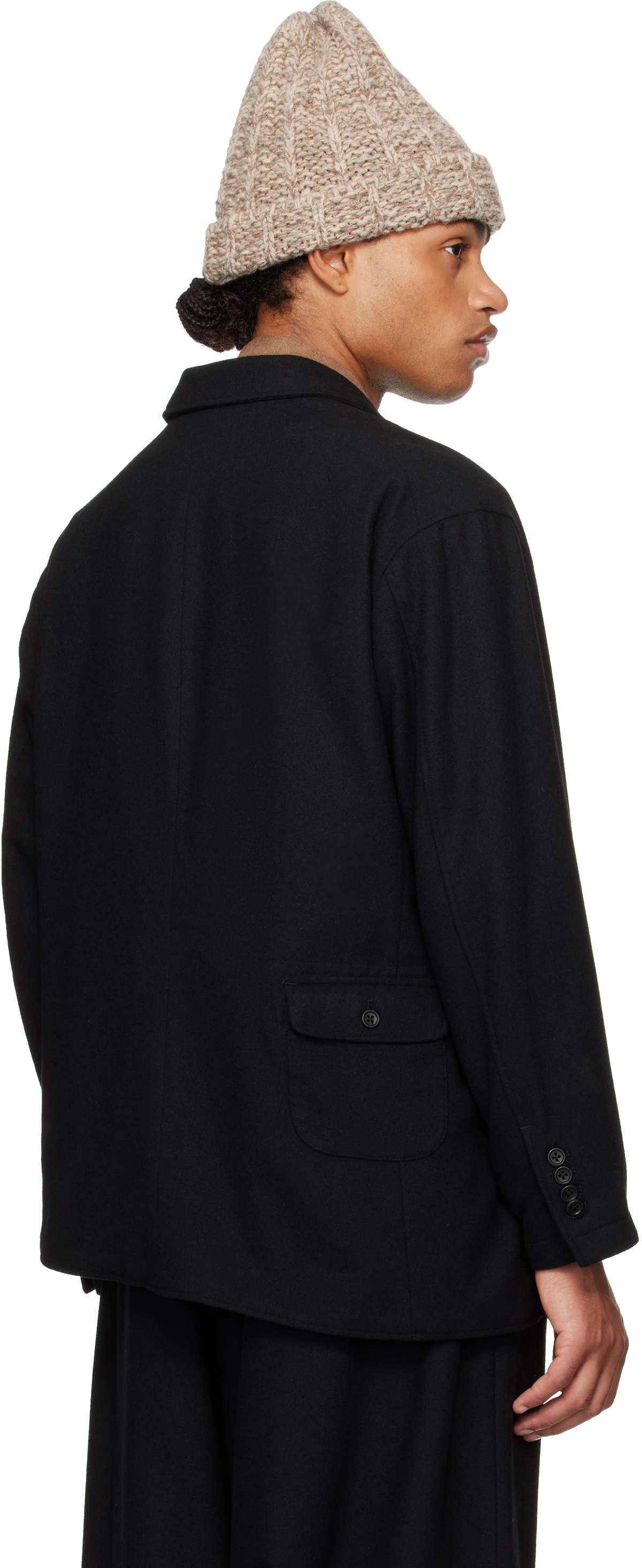Engineered Garments Black Flannel Slanted Blazer Engineered Garments