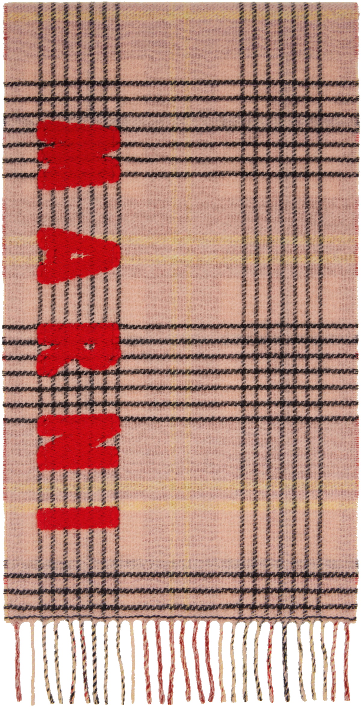 Marni Beige Double Check Wool Scarf Marni